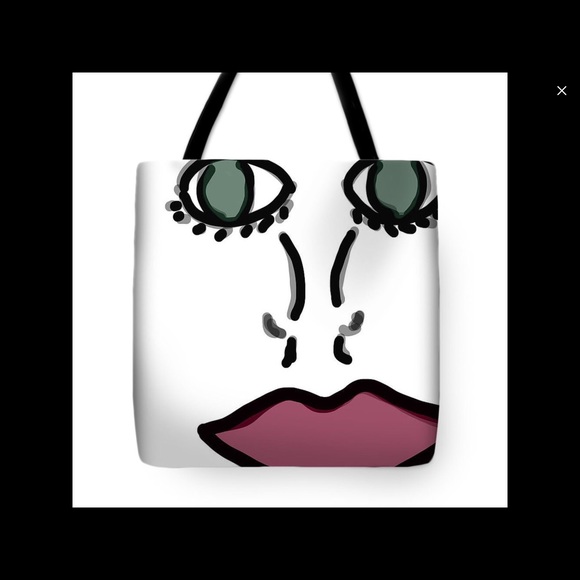 HAND PAINTED | Bags | Abstract Face Tote Bag Green Eyes | Poshmark